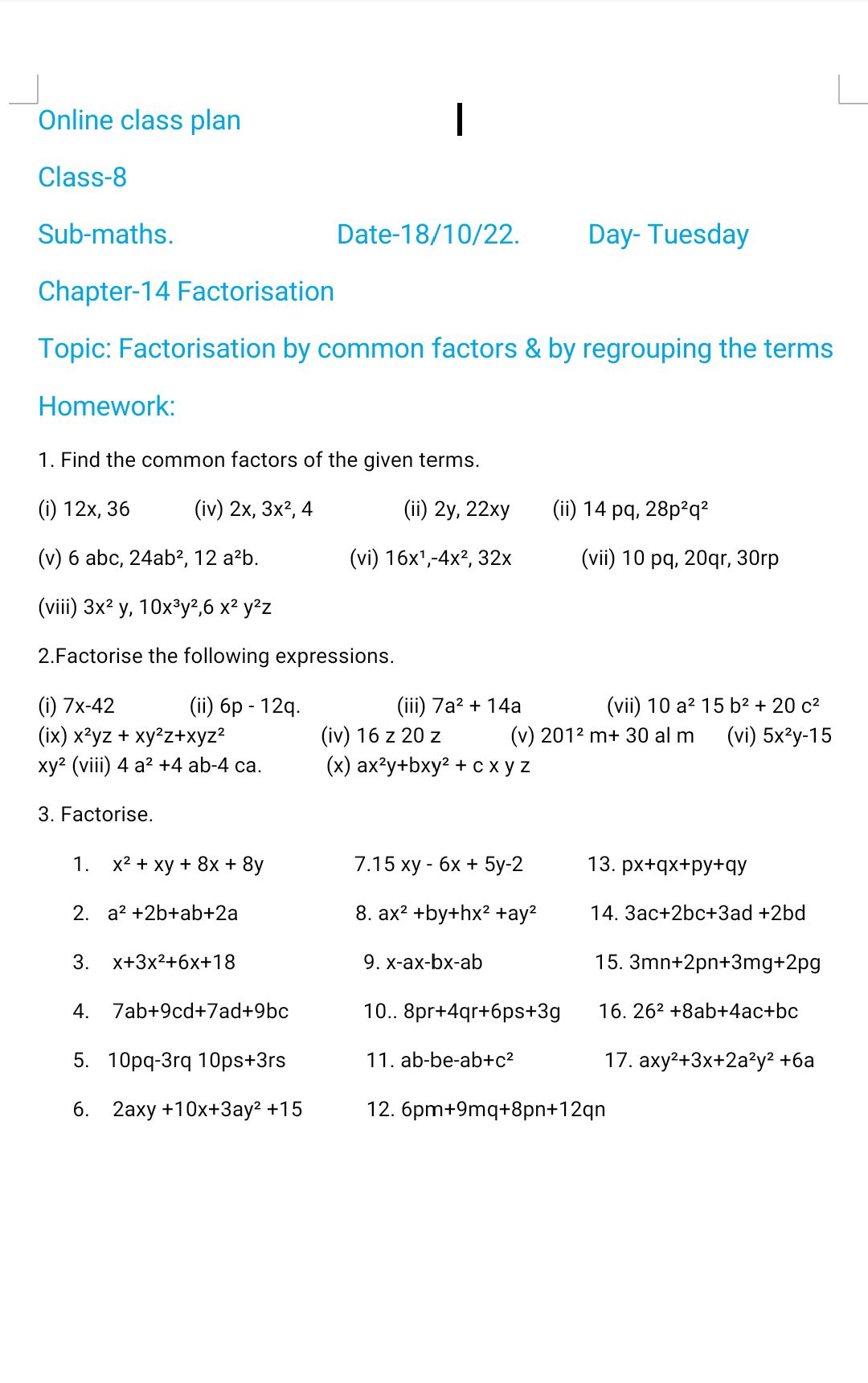 Homework - Maths - Assignment - Teachmint