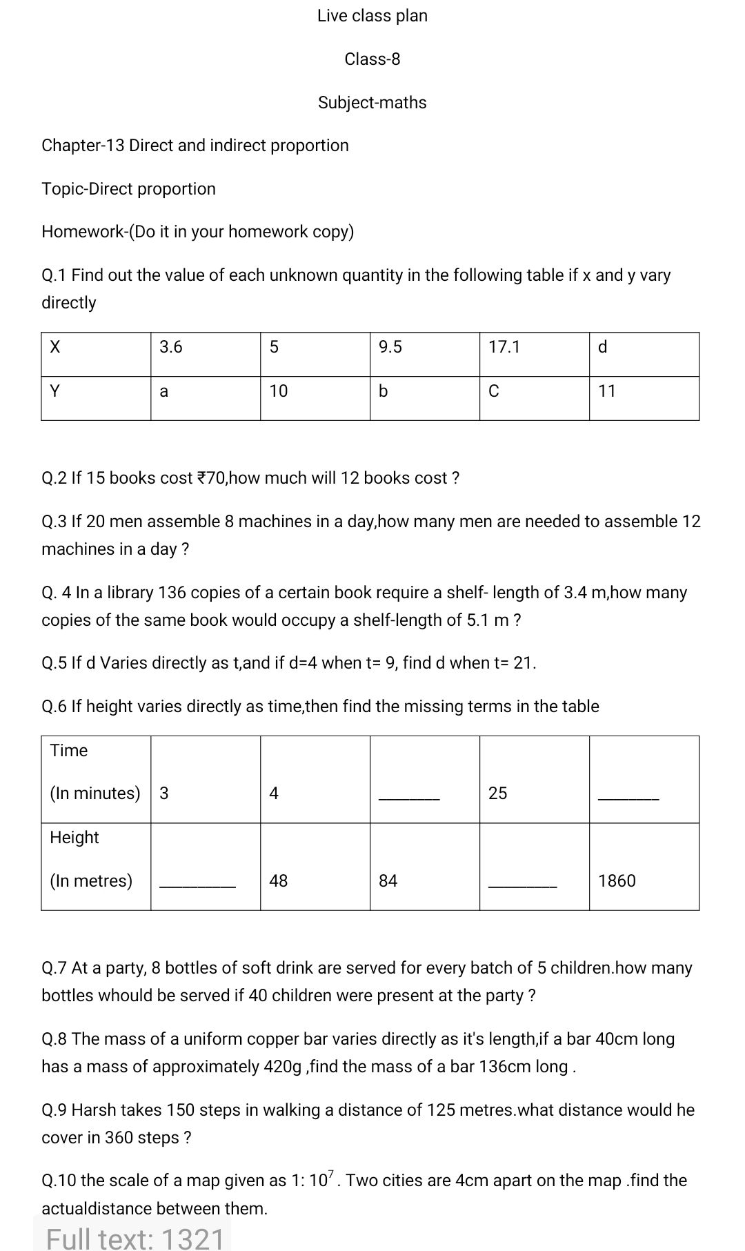 Direct Proportion Maths Assignment Teachmint direct-proportion-maths-assignment-teachmint