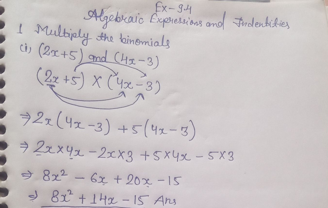 Multiply Binomial - Math Science - Assignment - Teachmint