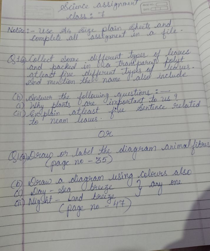Class 7 Science Assignment Teachmint