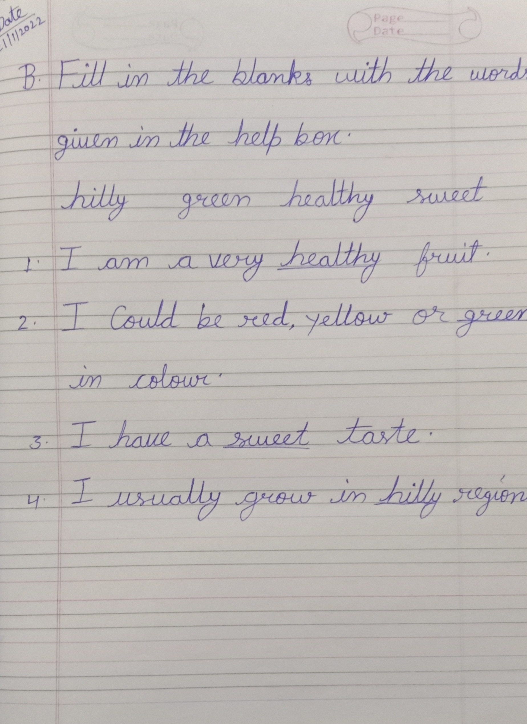 Fill In The Blanks - English - Notes - Teachmint