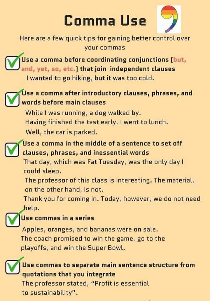 Use Of Comma - English - Notes - Teachmint