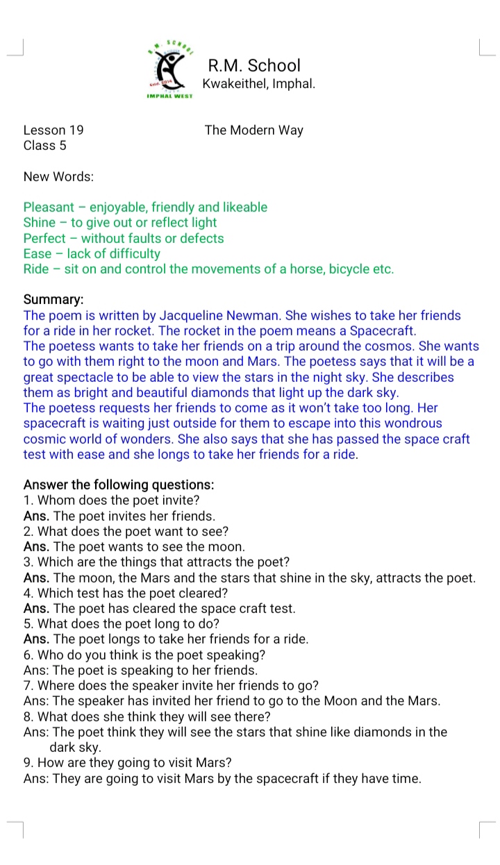 Chapter 19 QnA - English - Notes - Teachmint