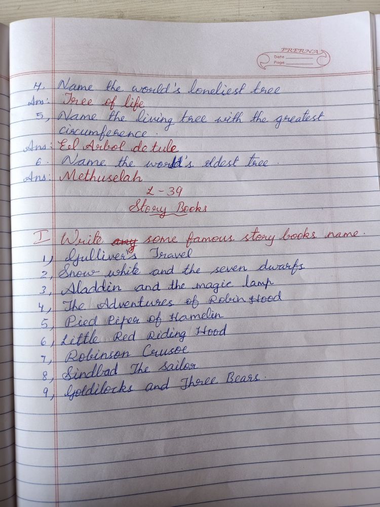 Notebook Work - G.K - Notes - Teachmint