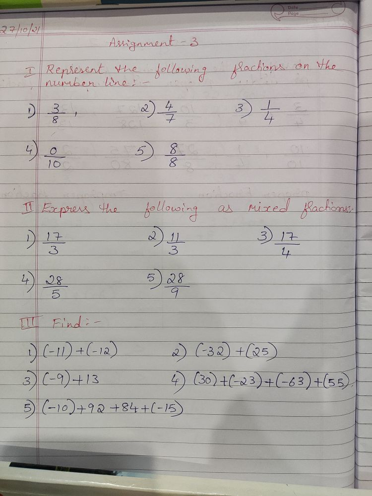 Fractions And Integers - Maths - Assignment - Teachmint