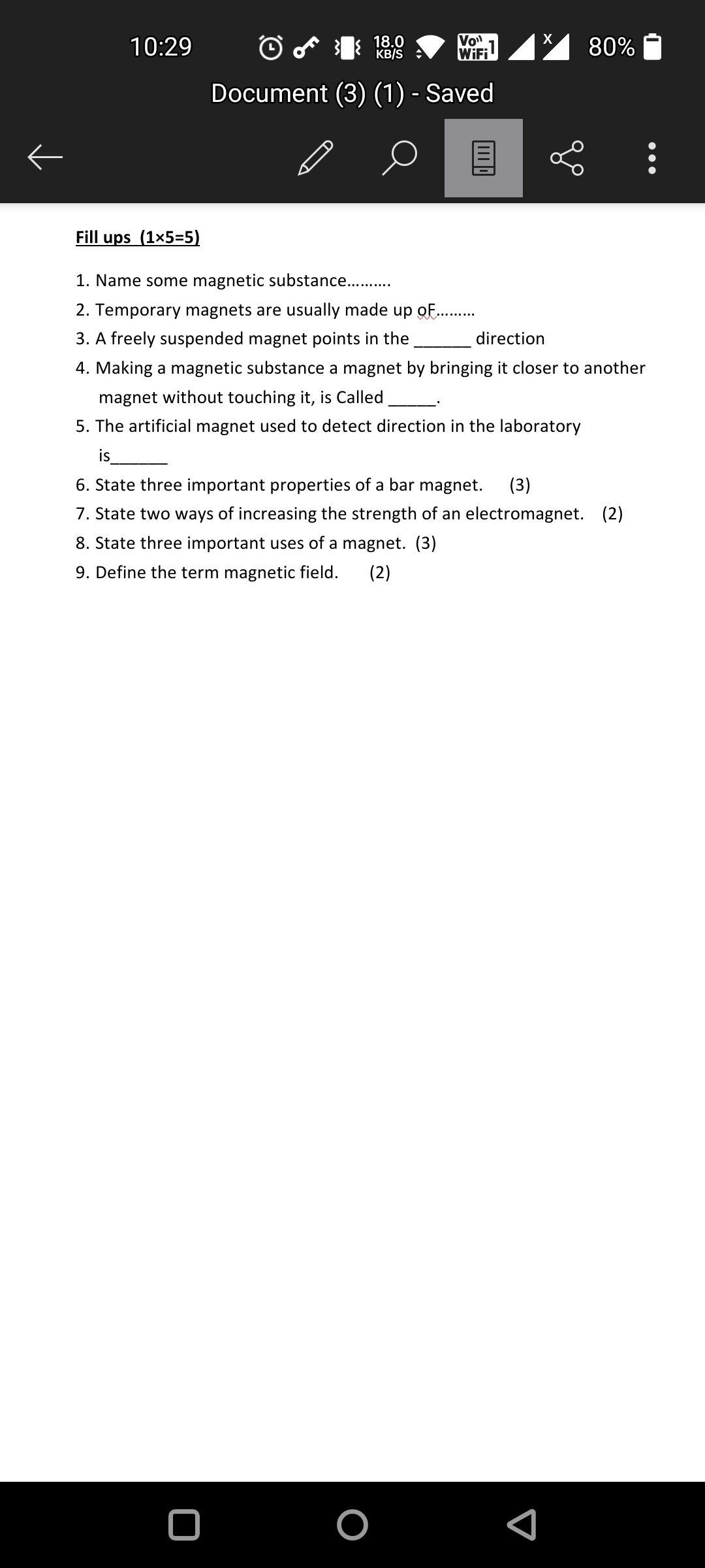 Magnetism - Physics - Subjective Test - Teachmint
