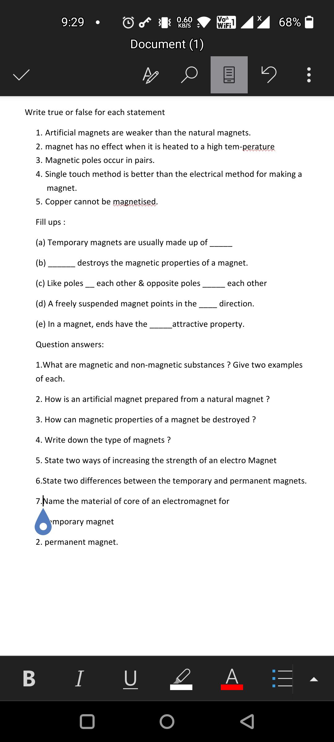 Magnetism - Physics - Subjective Test - Teachmint