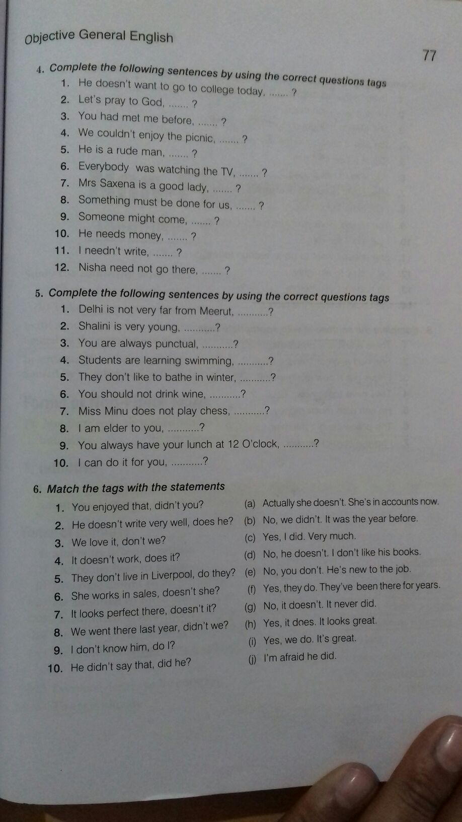 QUESTION TAGS - ENGLISH - Assignment - Teachmint