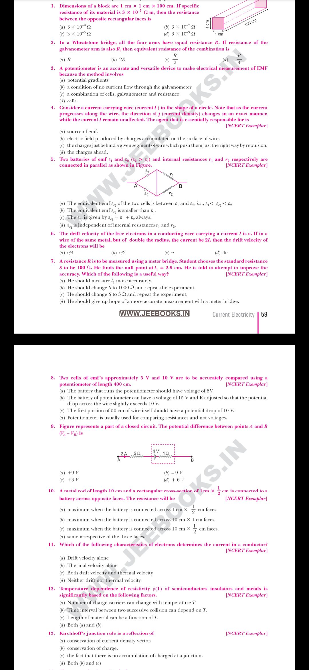 Current Electricity - PCM - Subjective Test - Teachmint