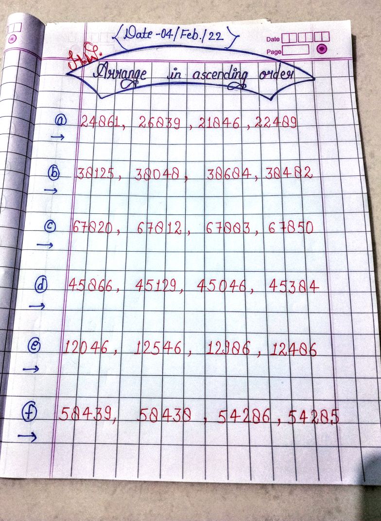 Ascending Order - All Subjects - Assignment - Teachmint
