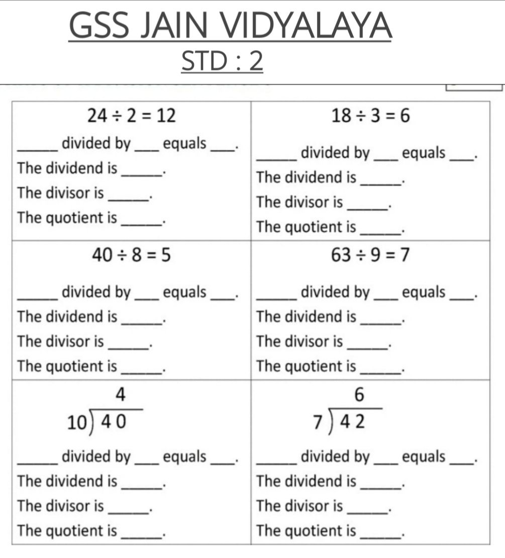 Division - Maths - Assignment - Teachmint