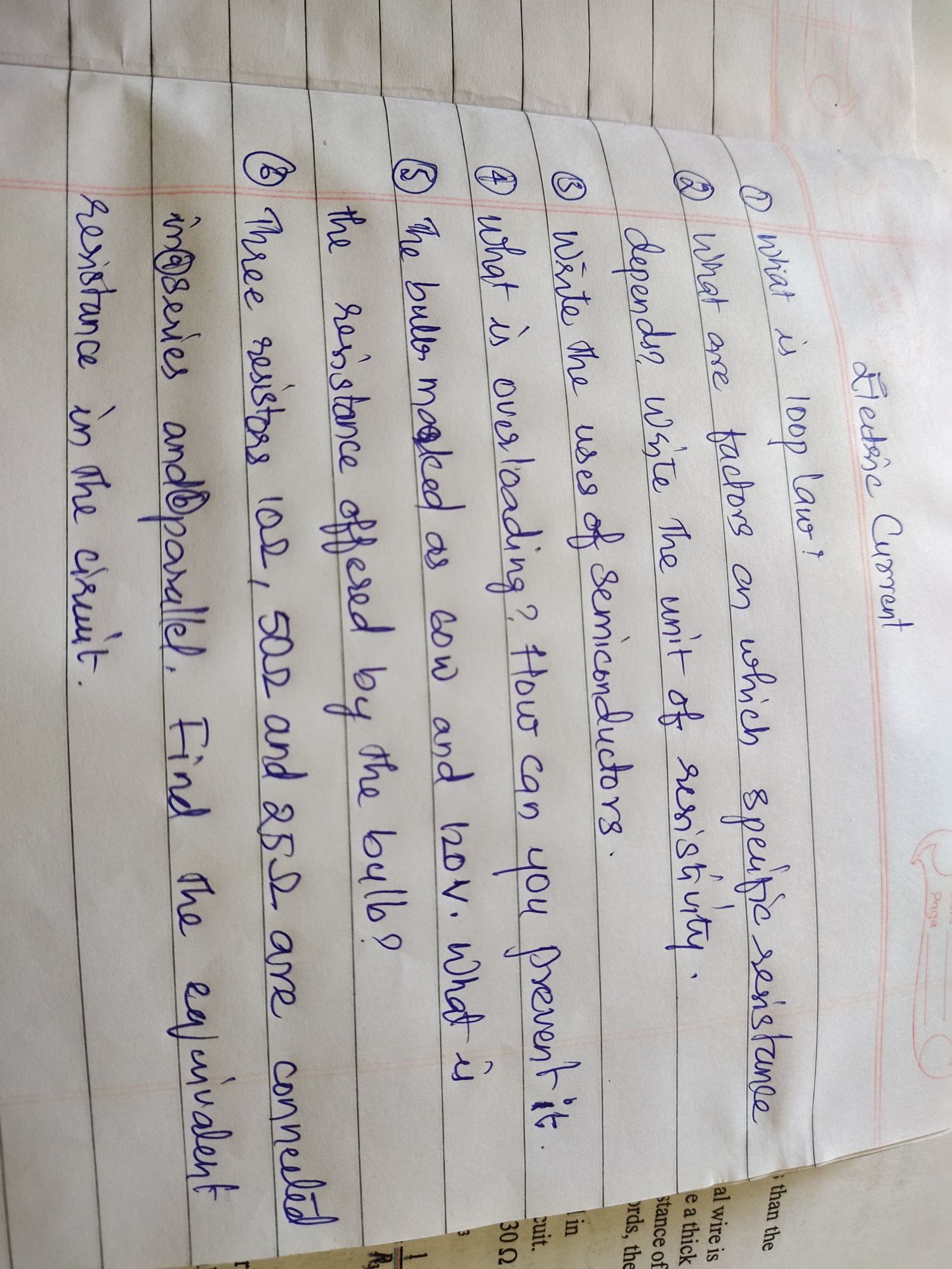 Electric Current - Physical Science - Assignment - Teachmint