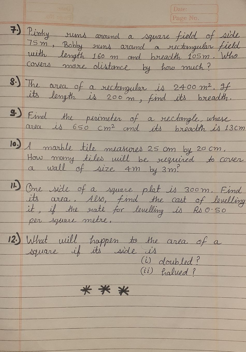 3rd Monthly Test - Mathematics - Subjective Test - Teachmint