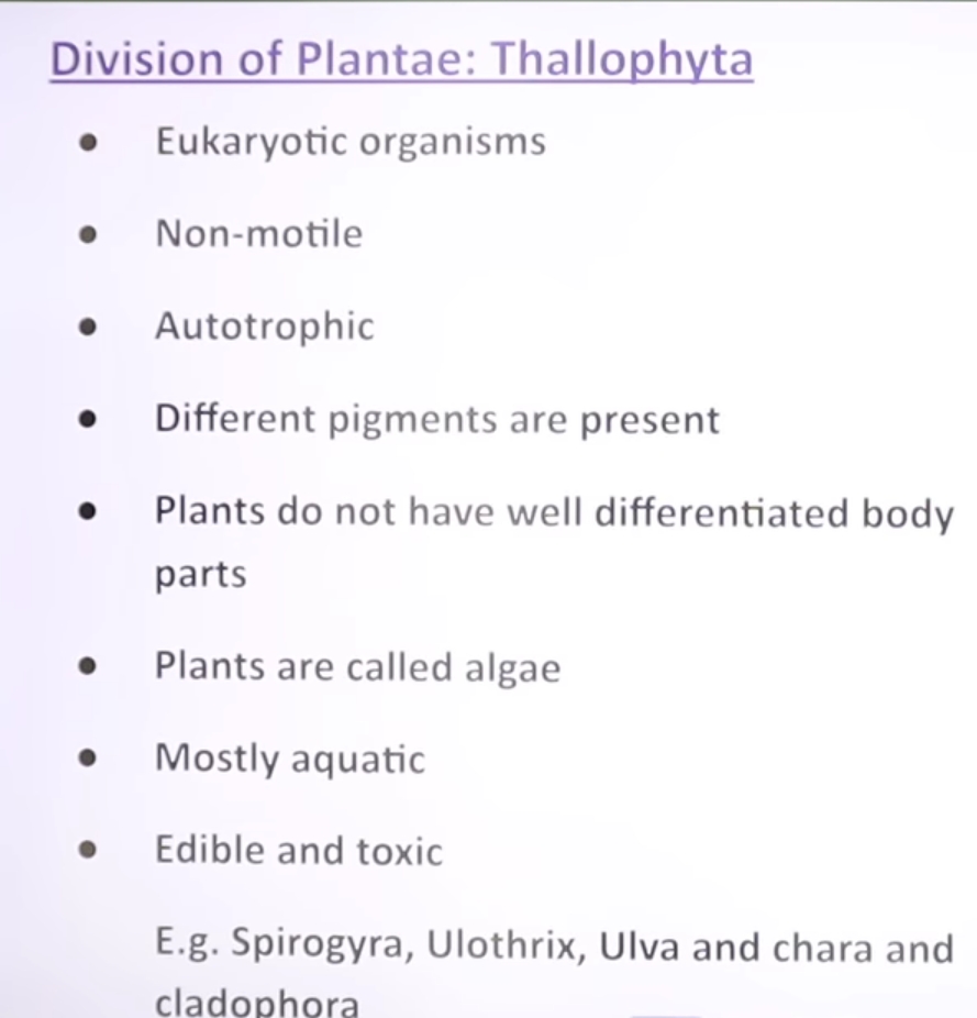 Thallophytes Points - Science - Notes - Teachmint