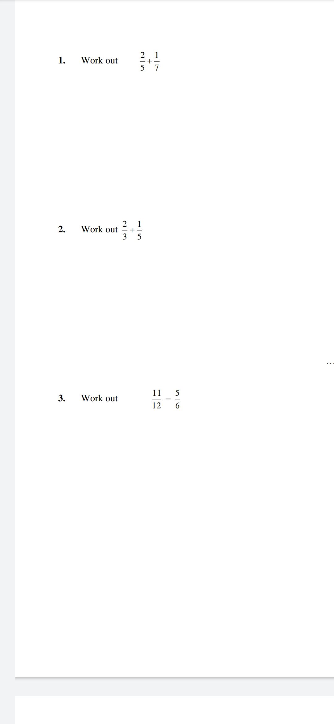 Maths Fraction - Computer - Assignment - Teachmint