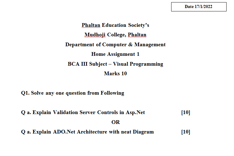 Home Assignment 1 - Visual PROGRAMMING - Assignment - Teachmint