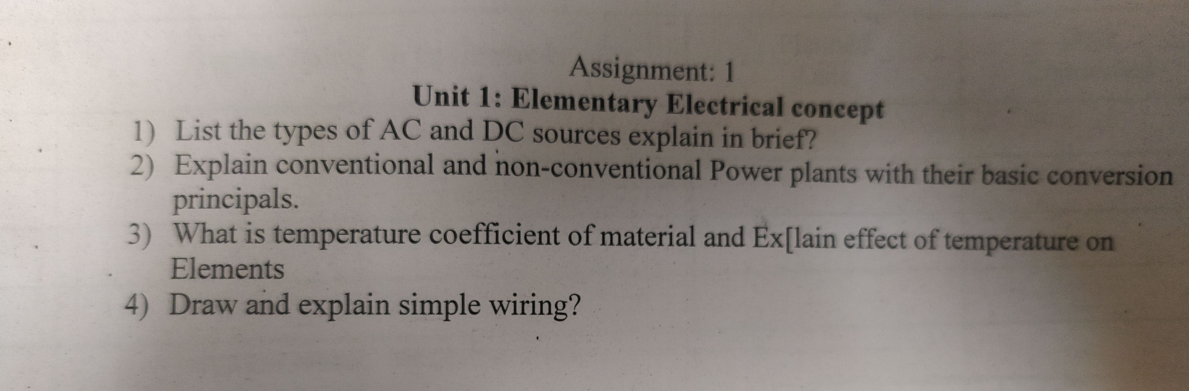 Unit 1 Assignment - BEEE - Assignment - Teachmint