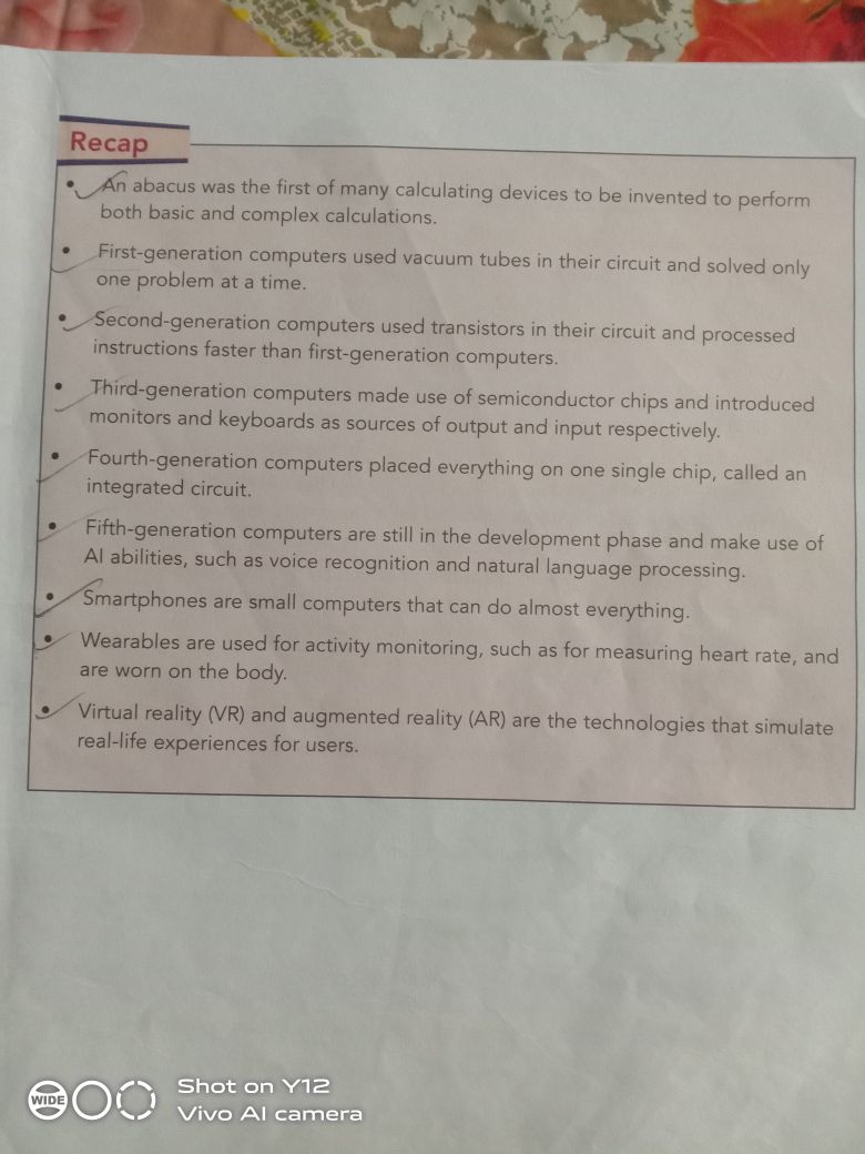 Recap Of Chapter 1 - Computer - Assignment - Teachmint