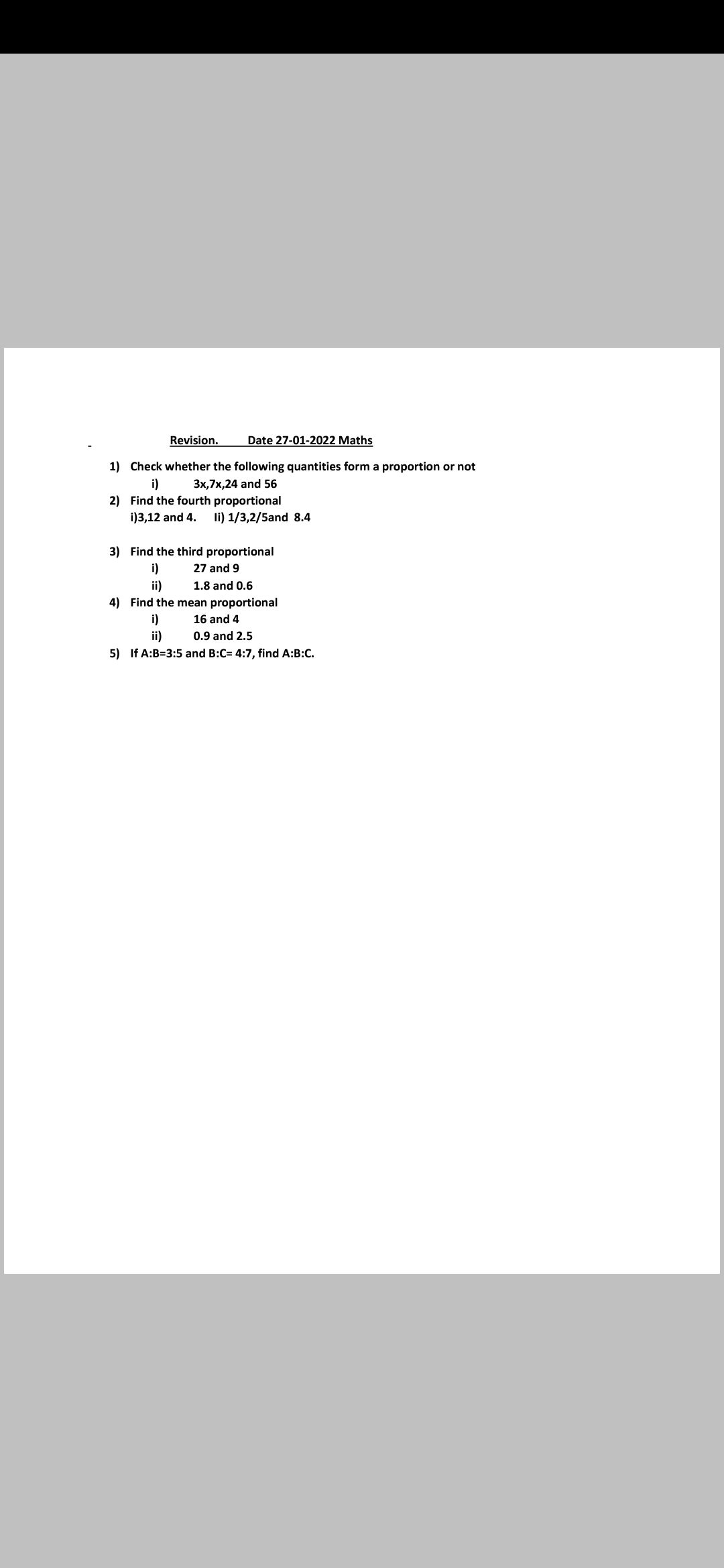 Ratio And Proportion - Mathematics - Assignment - Teachmint