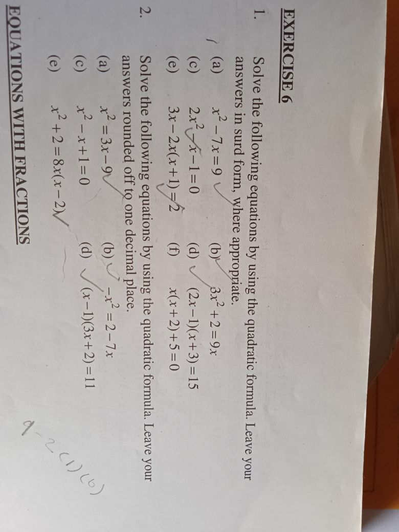 Quadratic Equations Problems - Mathematics - Assignment - Teachmint