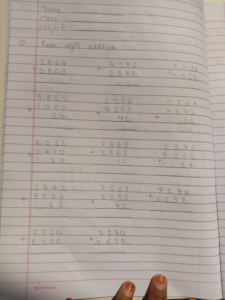 Addition. - Maths - Assignment - Teachmint