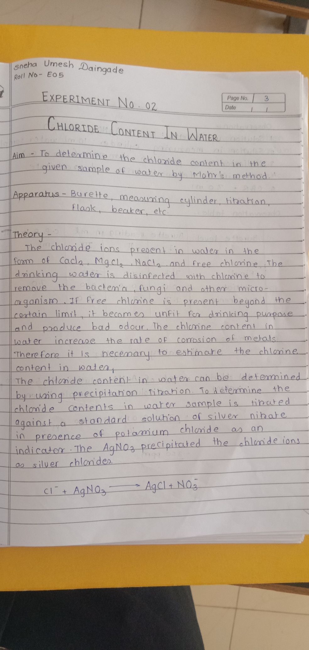 Expt. No. 2 - Engineering Chemistry(EC) - Assignment - Teachmint