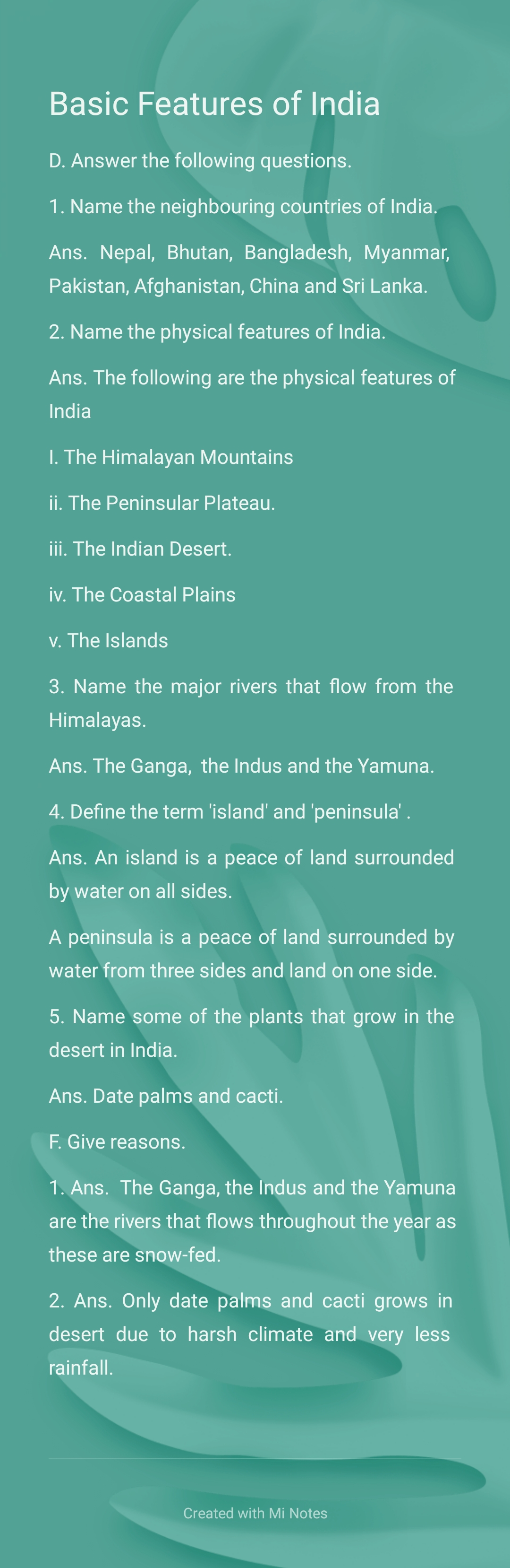 Basic Features Of India - Social Studies - Notes - Teachmint