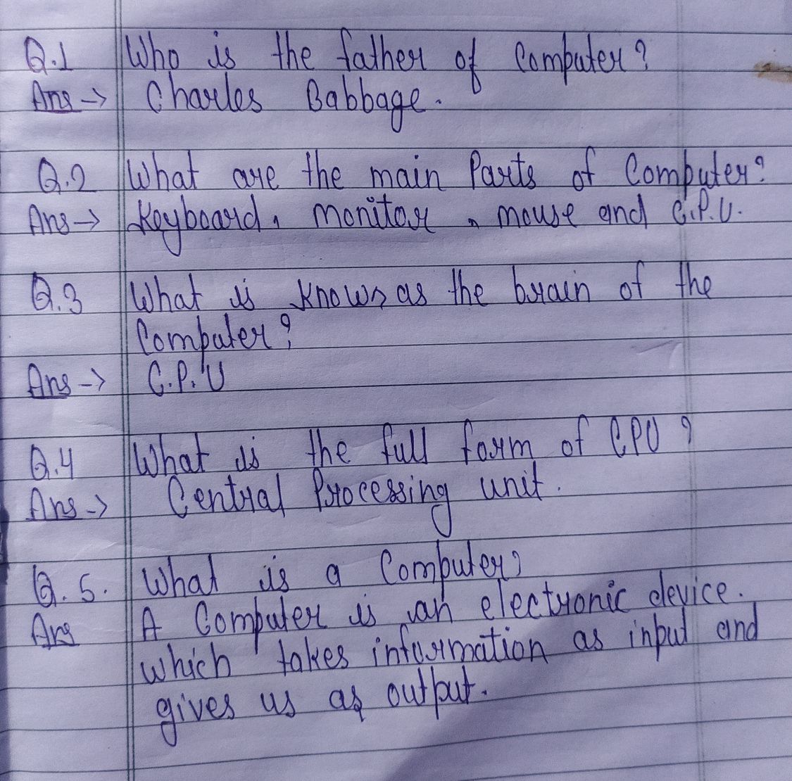 Basic Question Answer - General Knowledge - Assignment - Teachmint