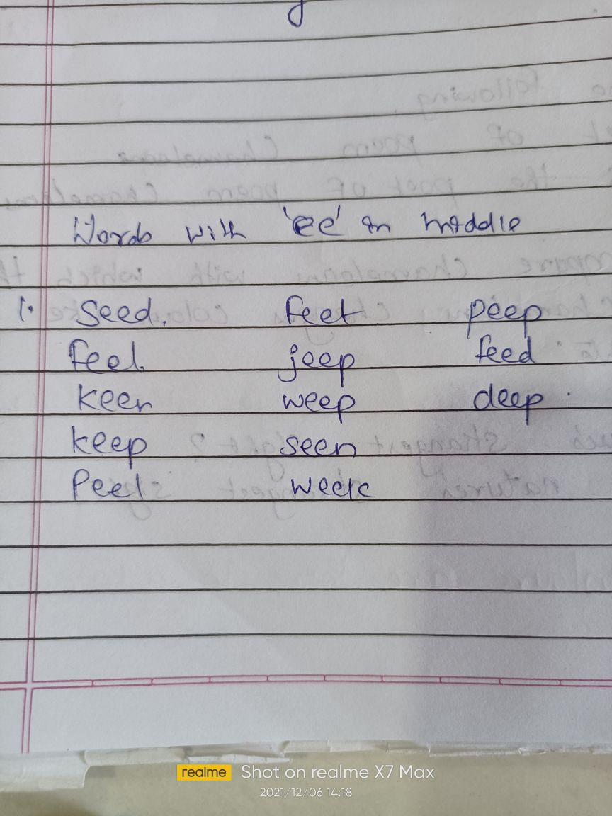 Page 43, Words With Ee In Middle - English - Notes - Teachmint