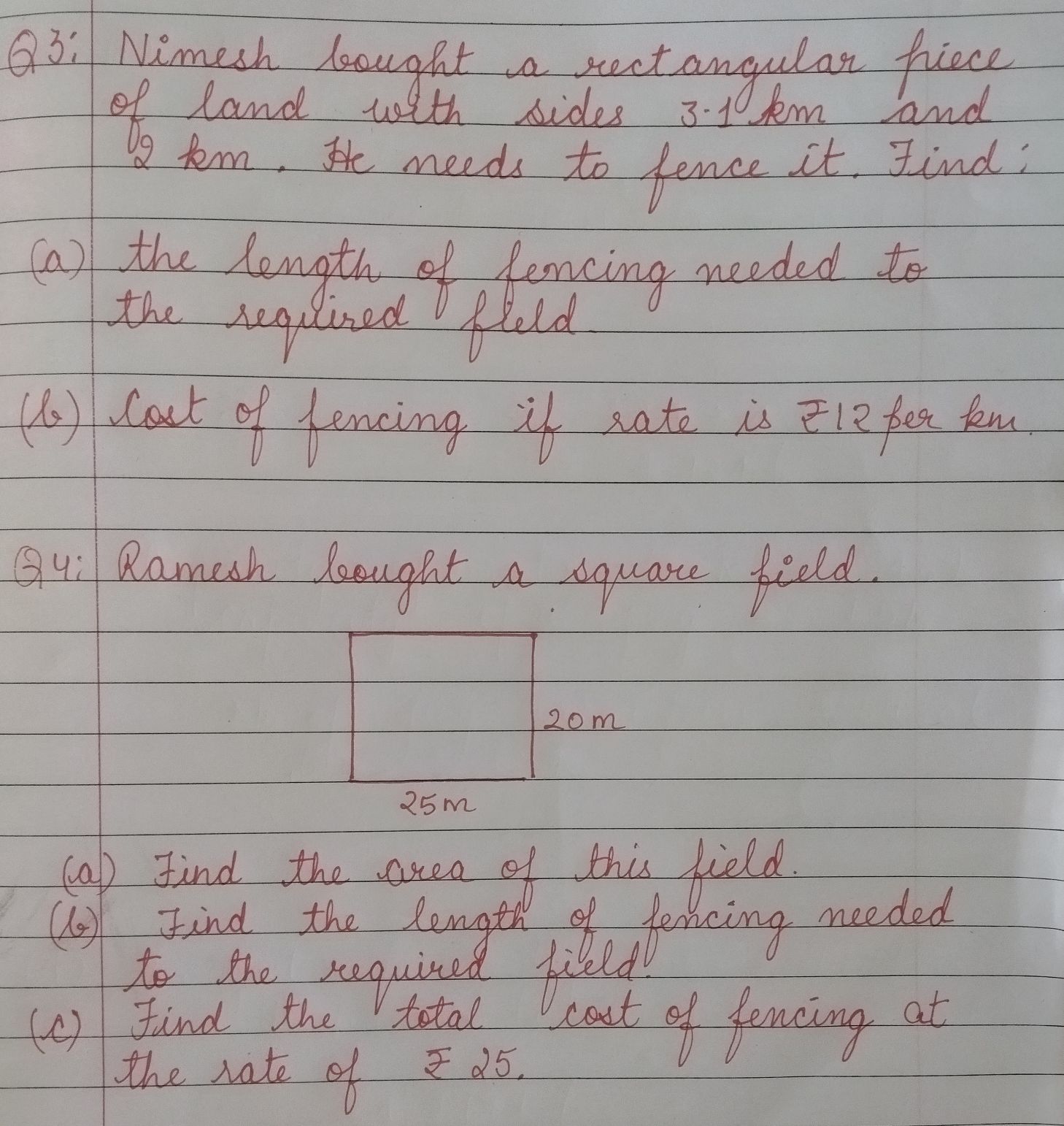Perimeter And Areas - Maths - Assignment - Teachmint