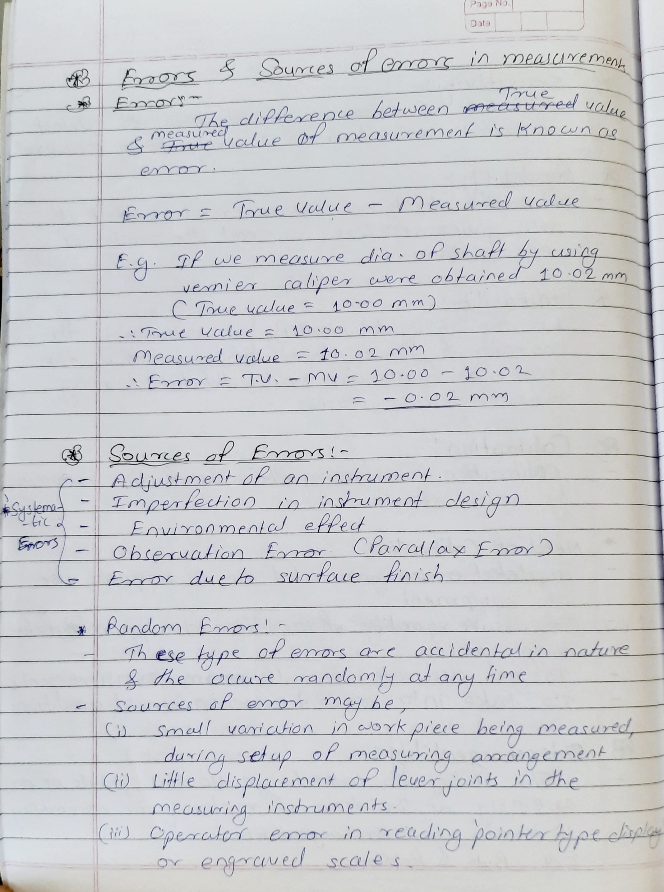 Errors Sources Of Errors Engineering Metrology Notes Teachmint