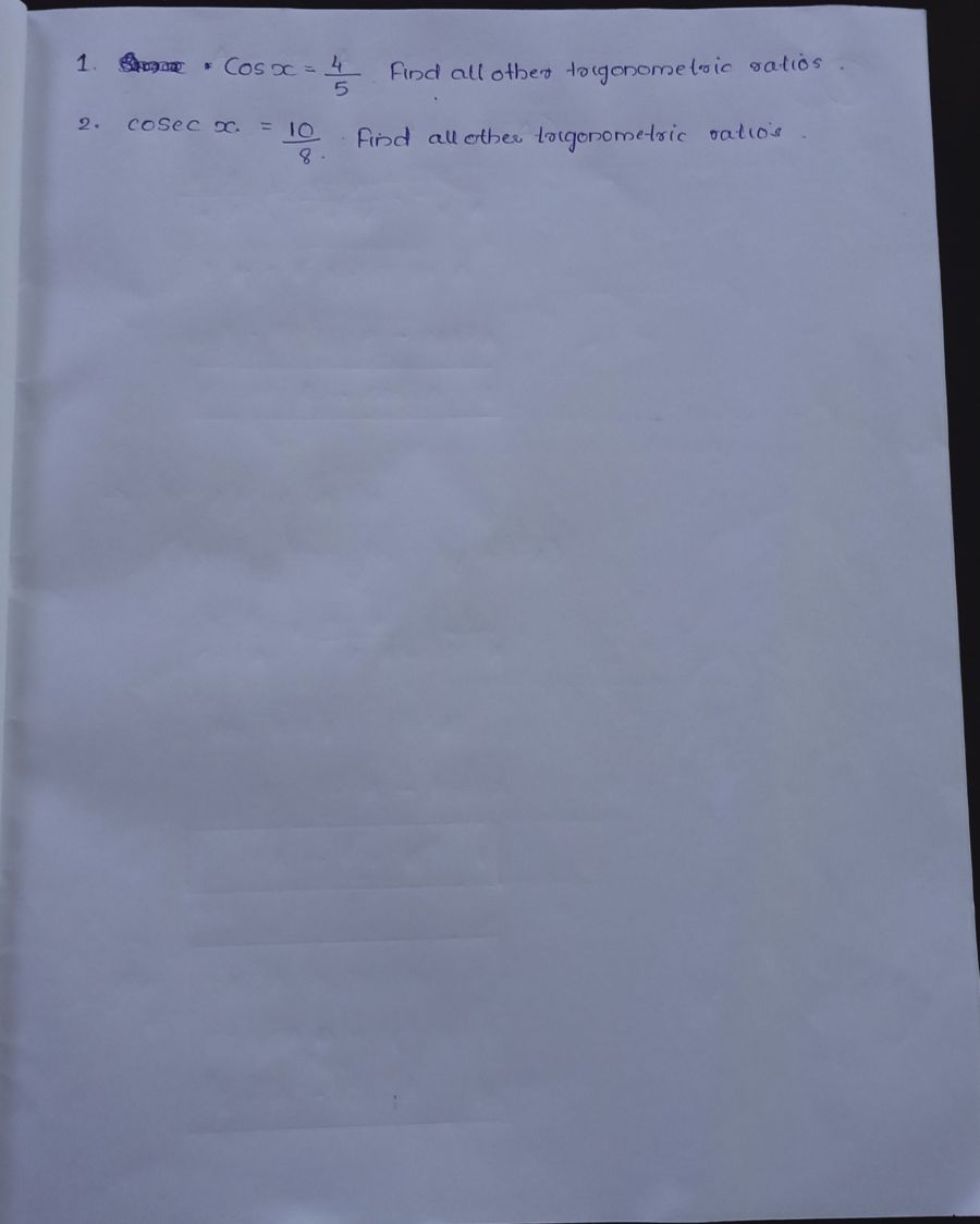 Trigonometry - Mathematics - Assignment - Teachmint