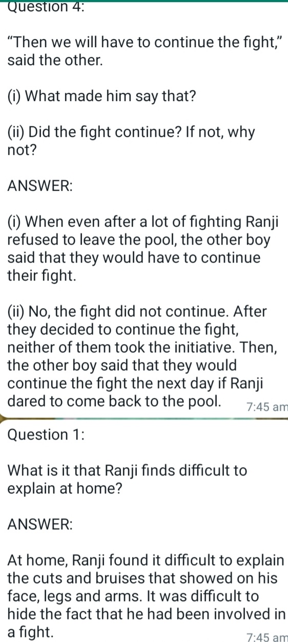 The Fight - English - Notes - Teachmint