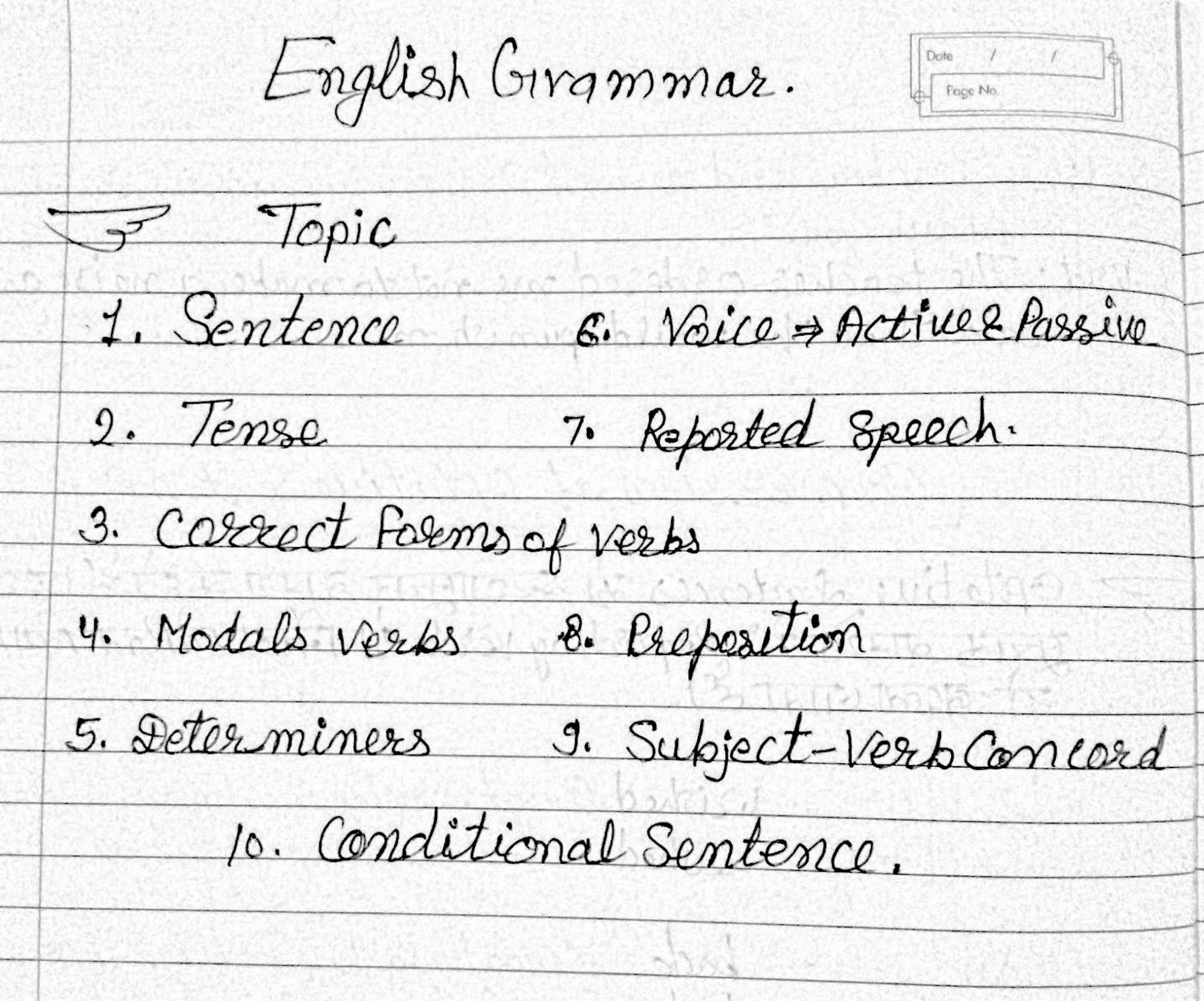 English Grammar-Topic-1 - English Grammar - Notes - Teachmint