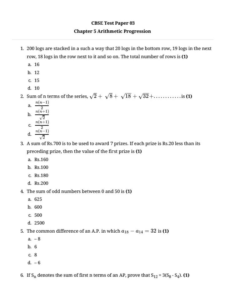 A.P Test-3 - Maths - Assignment - Teachmint