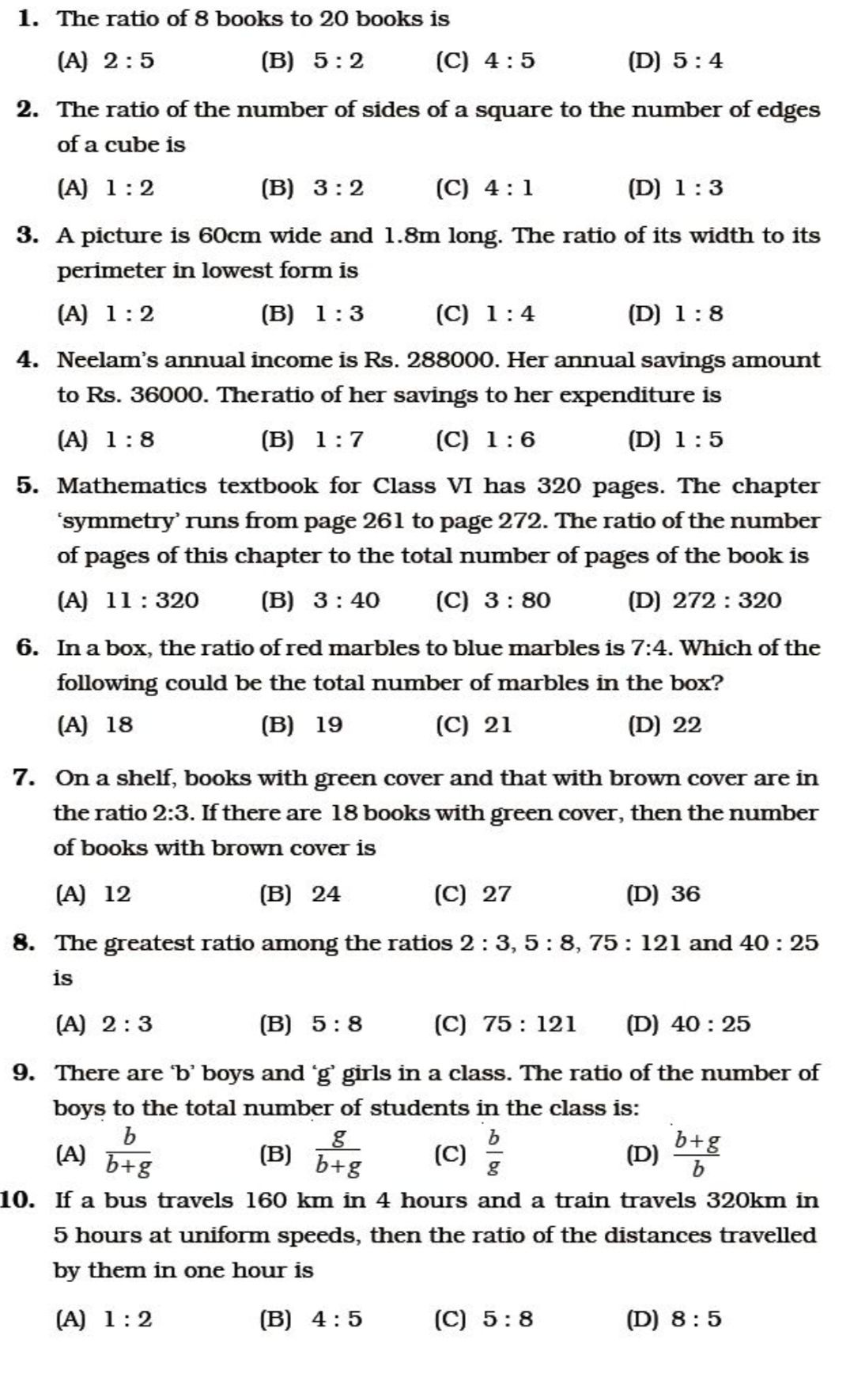 Ratio And Proportion Worksheet All Subjects Assignment Teachmint