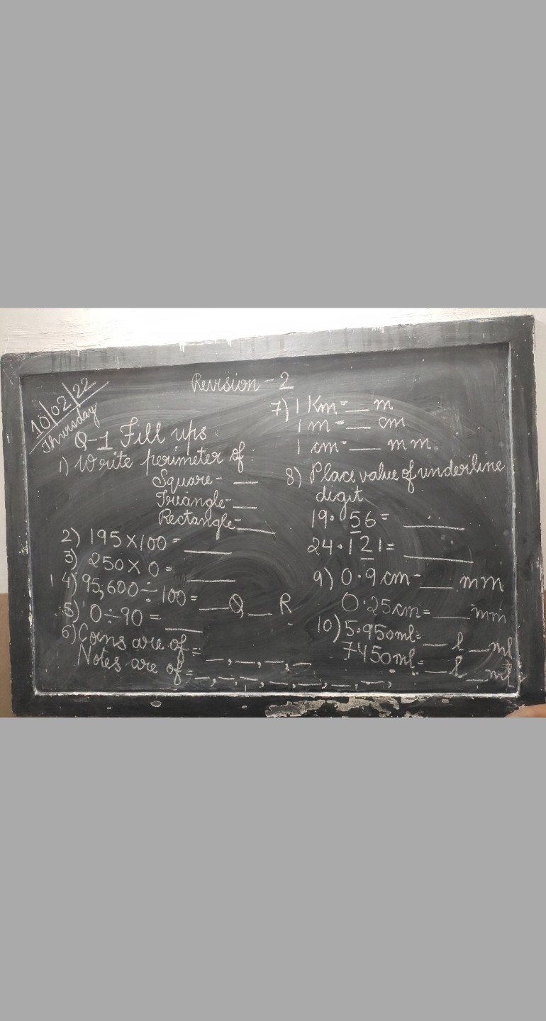 Fill Ups revision. - Maths - Notes - Teachmint