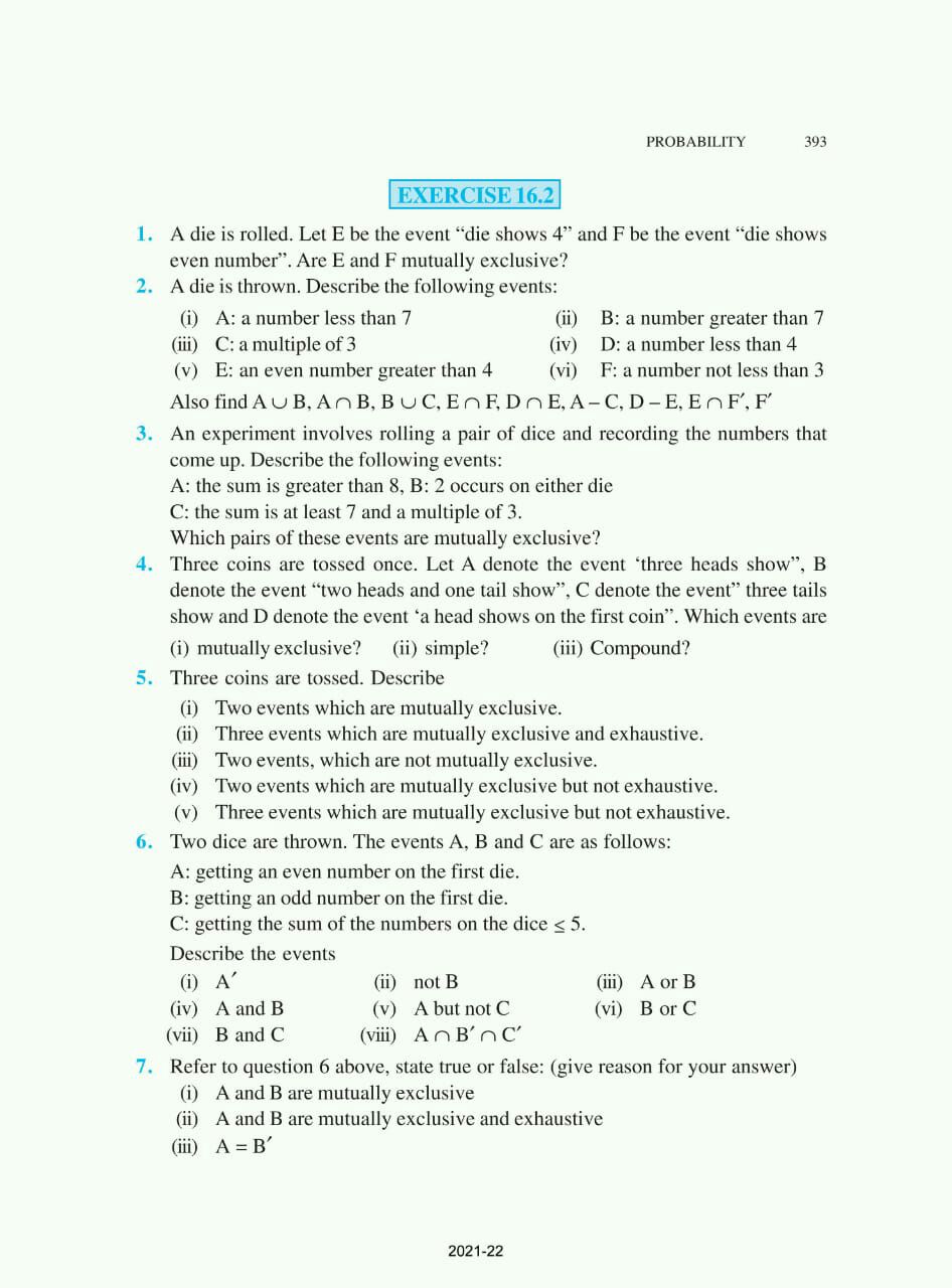 Ch-16 Probability - Mathematics - Assignment - Teachmint