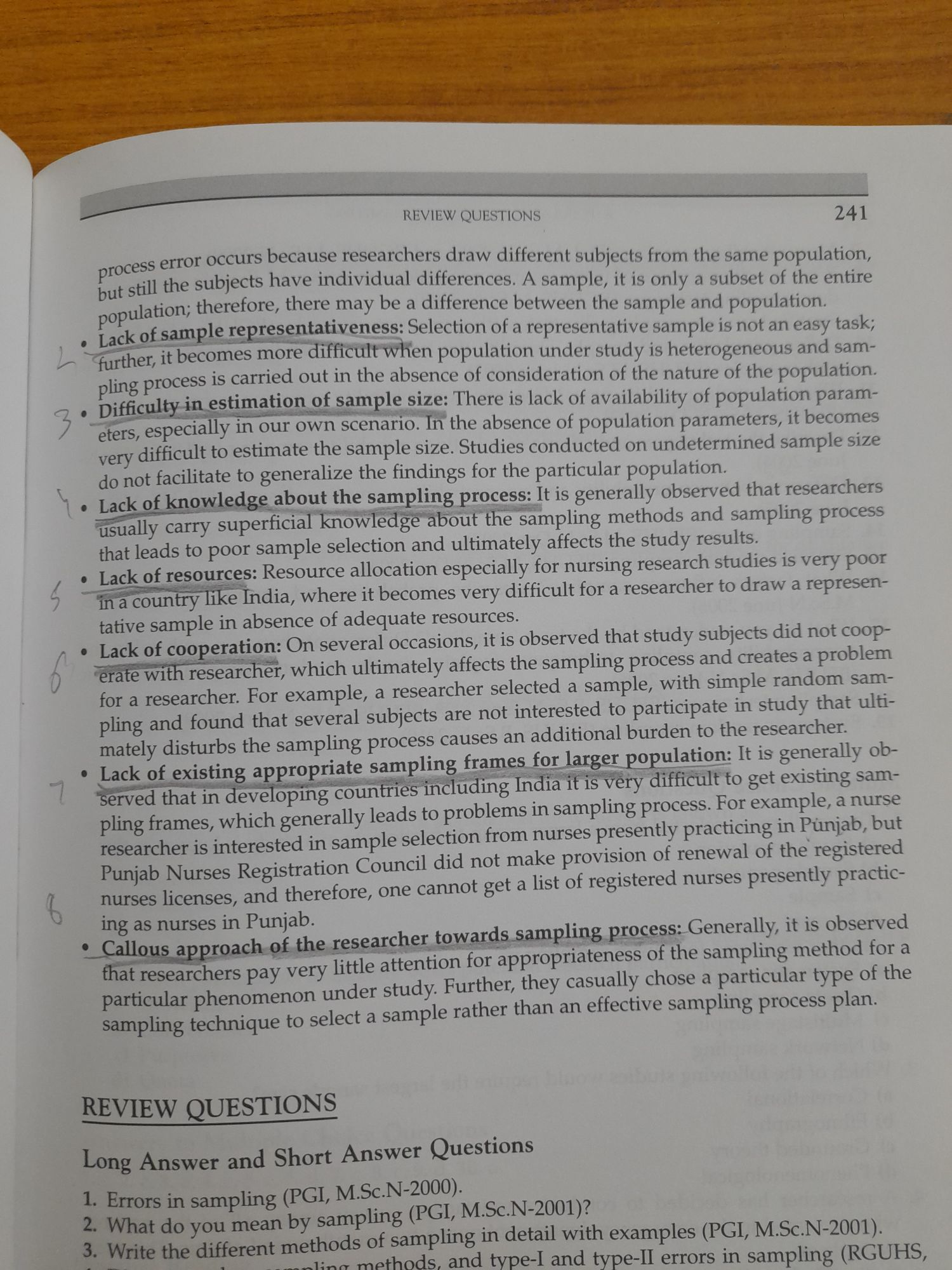 Problems Of Sampling - Research - Notes - Teachmint