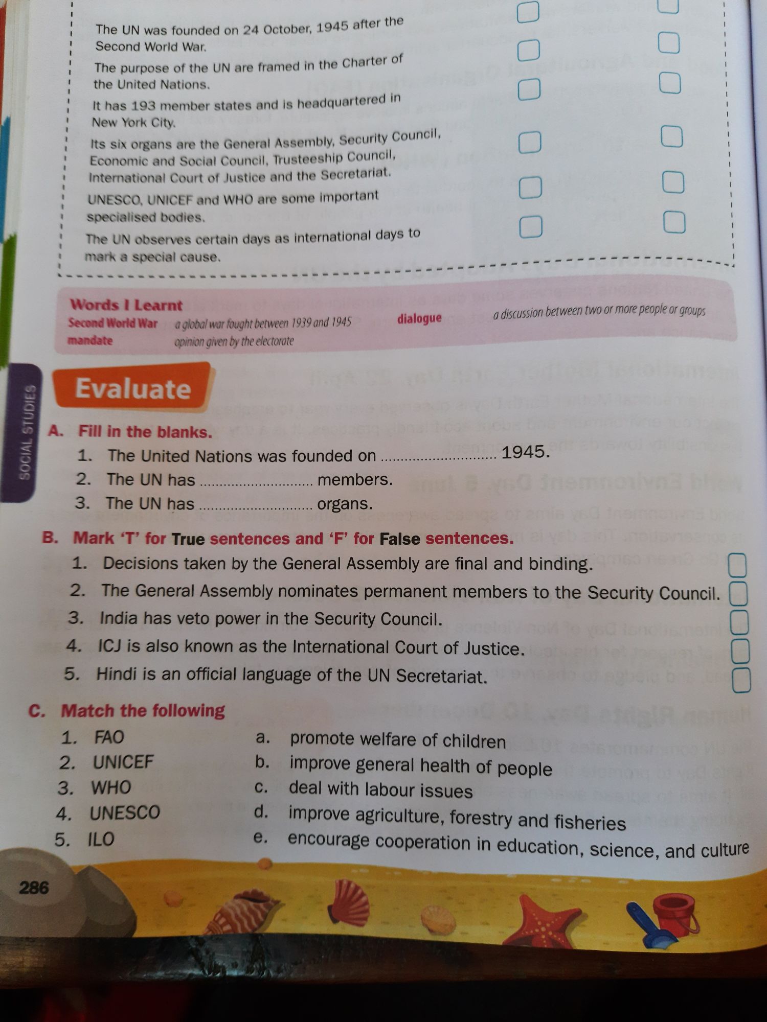 Chapter 4 The United Nations - Social Science - Assignment - Teachmint