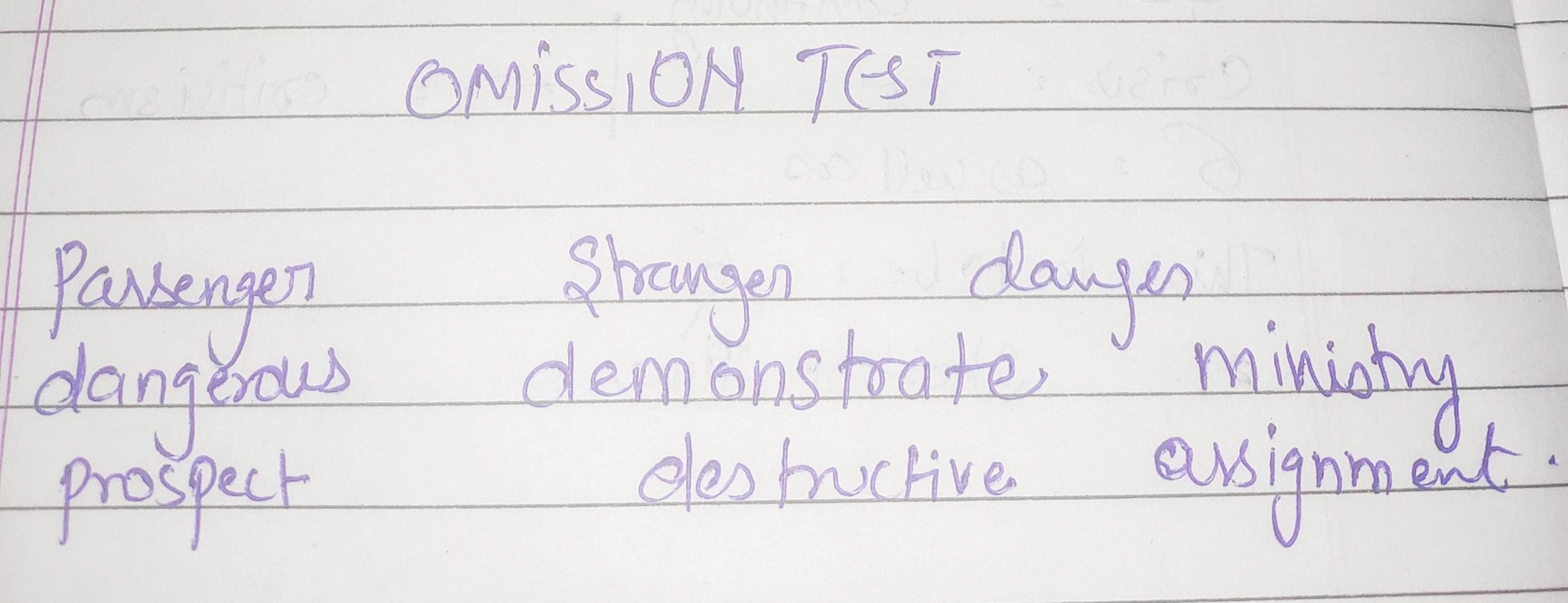 Omission - English Shorthand - Subjective Test - Teachmint