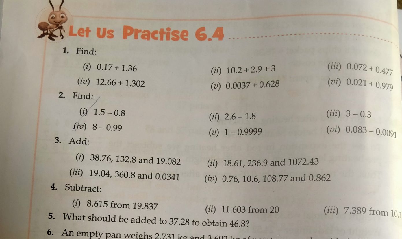 Decimals - Maths - Assignment - Teachmint