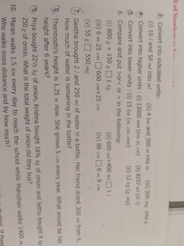 Measurements - Maths - Assignment - Teachmint