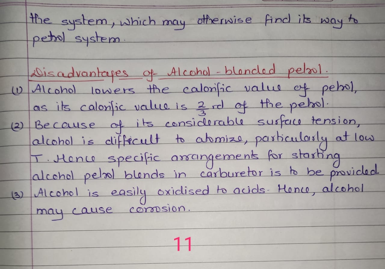 Power Alcohol - Skill Enhancement Course - Notes - Teachmint