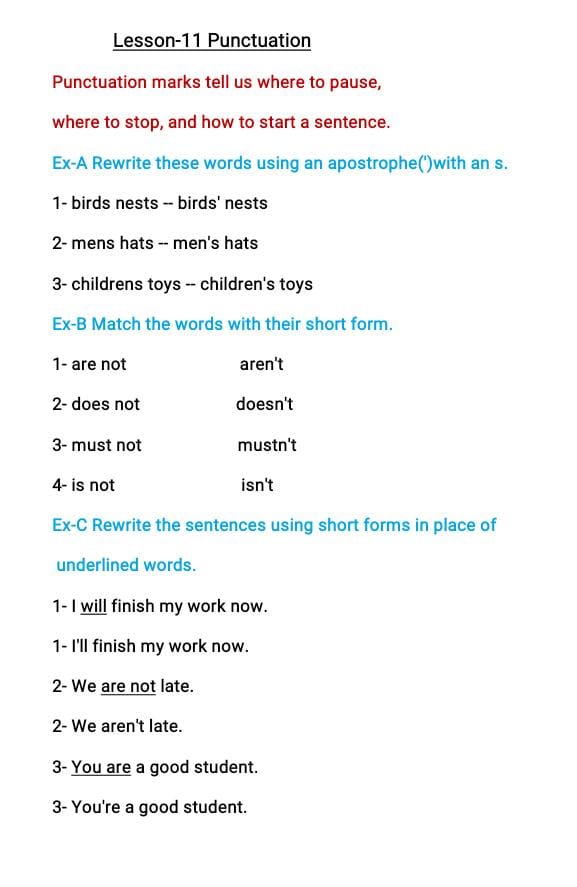 English II Ls- 11 Punctuation - English - Notes - Teachmint