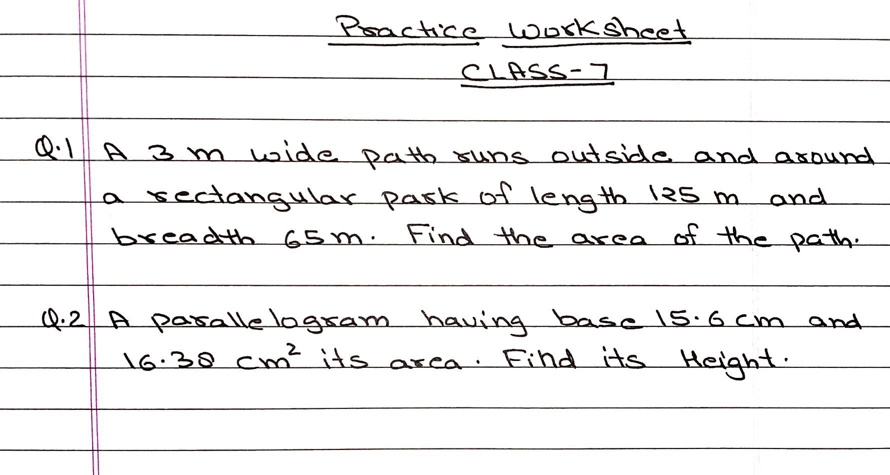 Question of Perimeter and Area - Mathematics - Assignment - Teachmint