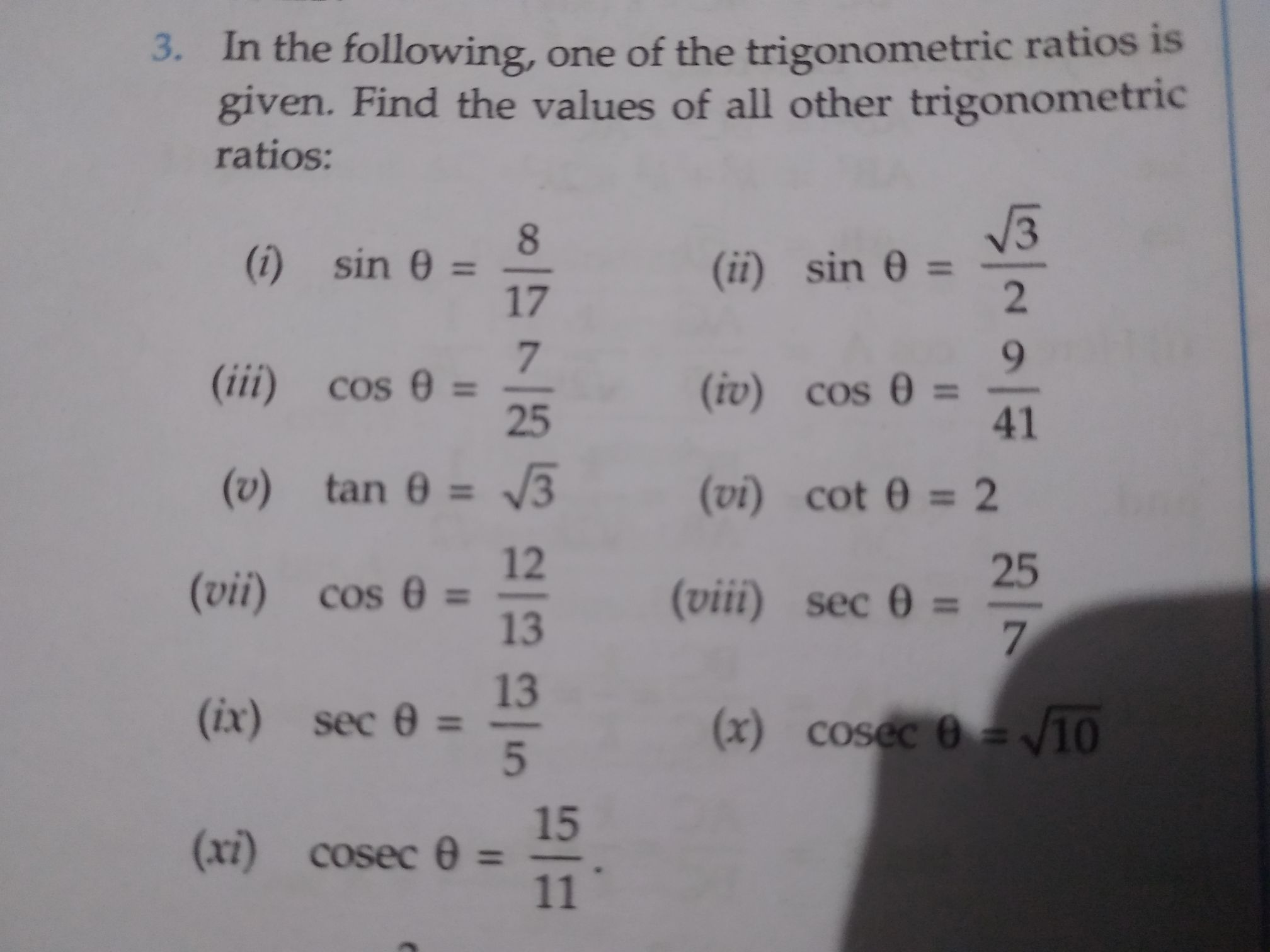 Trignometry Ratios - Math - Assignment - Teachmint