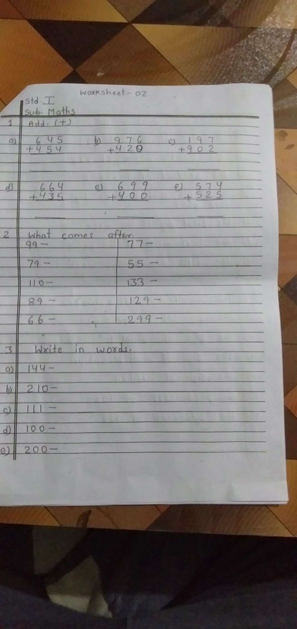 Worksheet 2 - Maths - Assignment - Teachmint