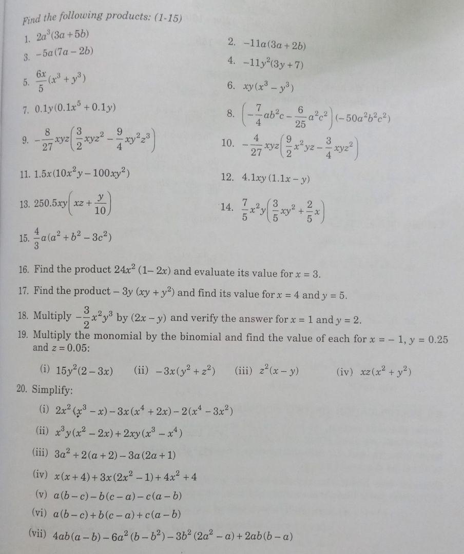 Algebraic Expressions-4 - Mathematics - Assignment - Teachmint