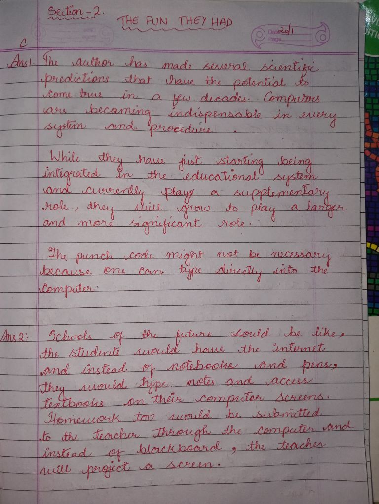 The Fun They Had - English - Assignment - Teachmint